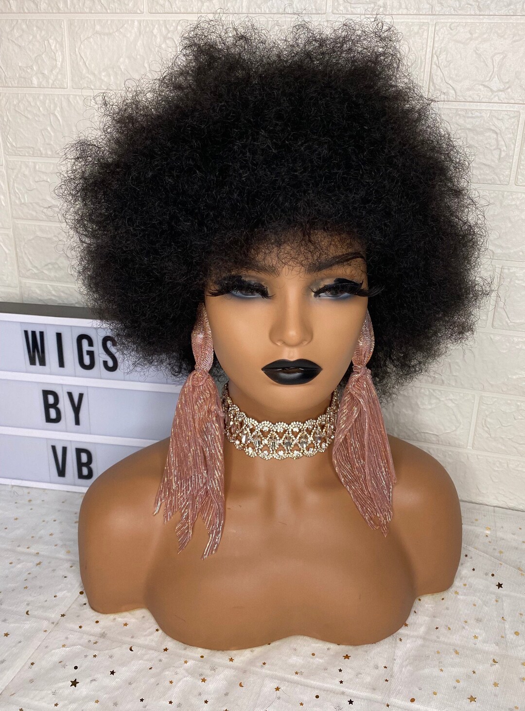 Full Blow Out Short Afro Kinky Curly 100% Human Hair Wig for - Etsy UK