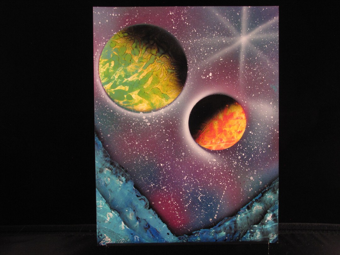 2 Planet Space Themed Spray Painting - Etsy