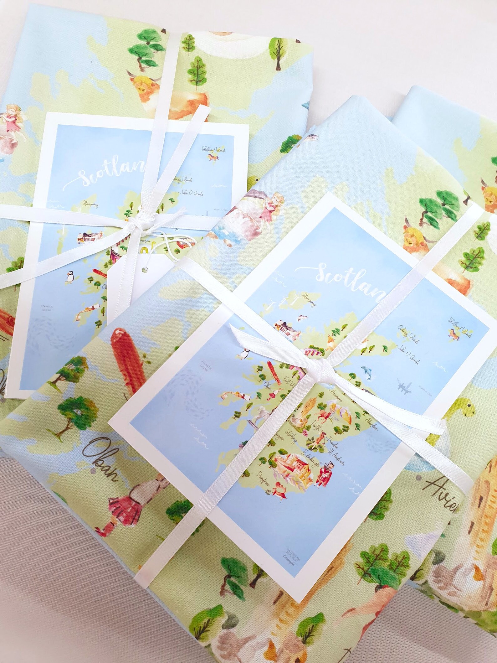 Scotland Map Tea Towel Scotland Map Landmarks Illustrated - Etsy UK