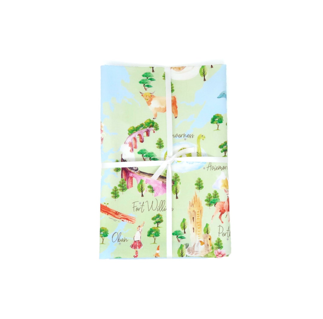 Scotland Map Tea Towel - Scotland Map Landmarks, Illustrated Map ...