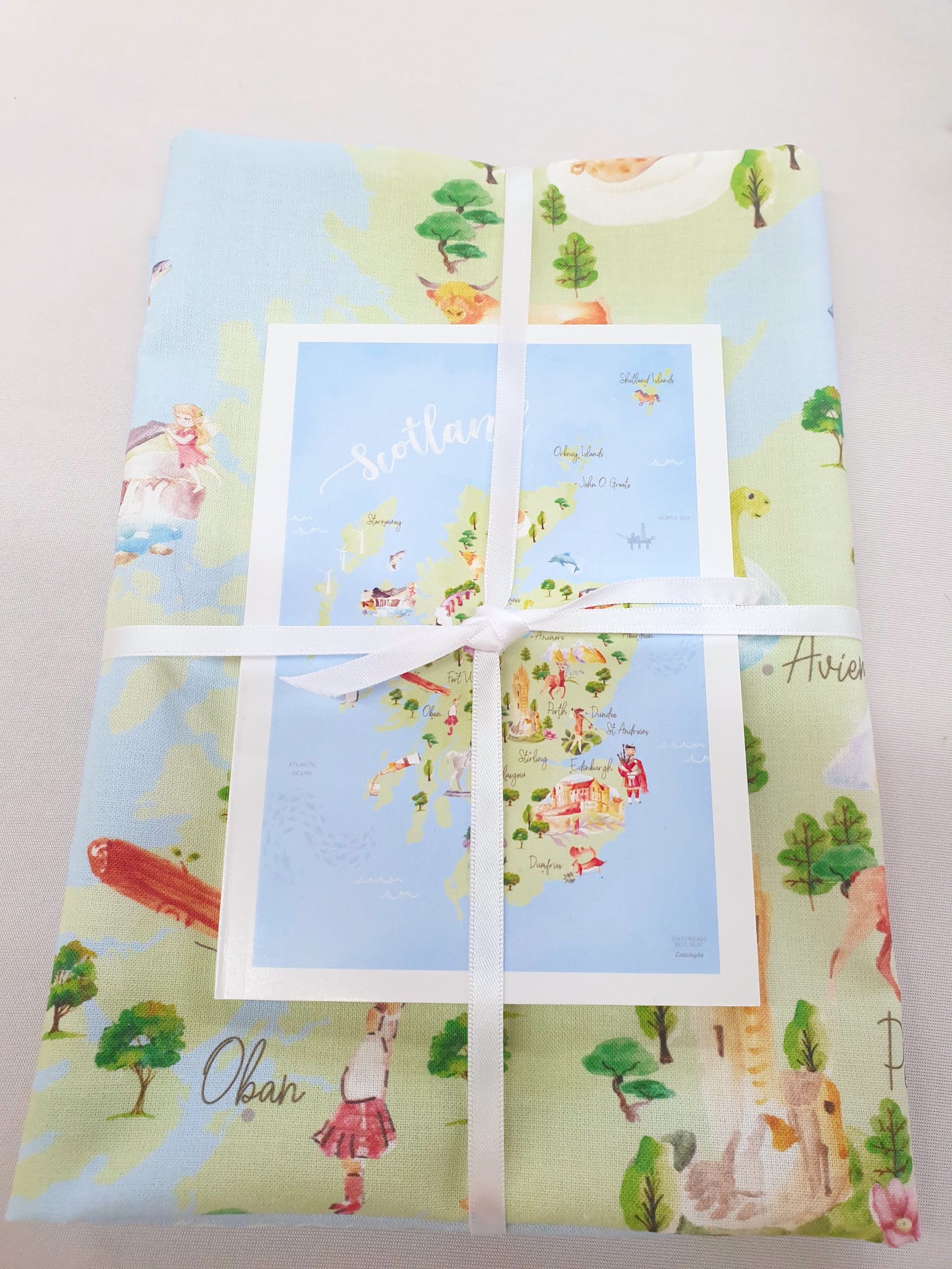 Scotland Map Tea Towel Scotland Map Landmarks Illustrated - Etsy UK