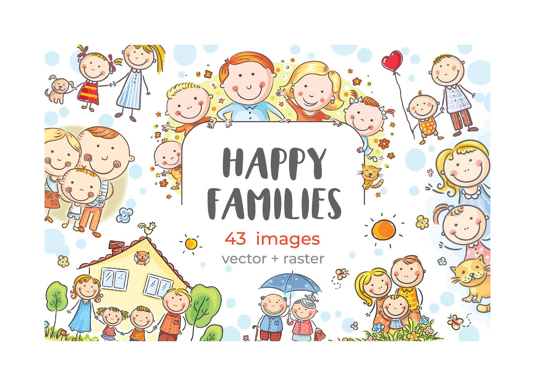 Happy Family Cartoon Characters