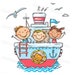 Cartoon Doodle Happy Kids on a Cruise Ship. Sea Travel Clipart ...