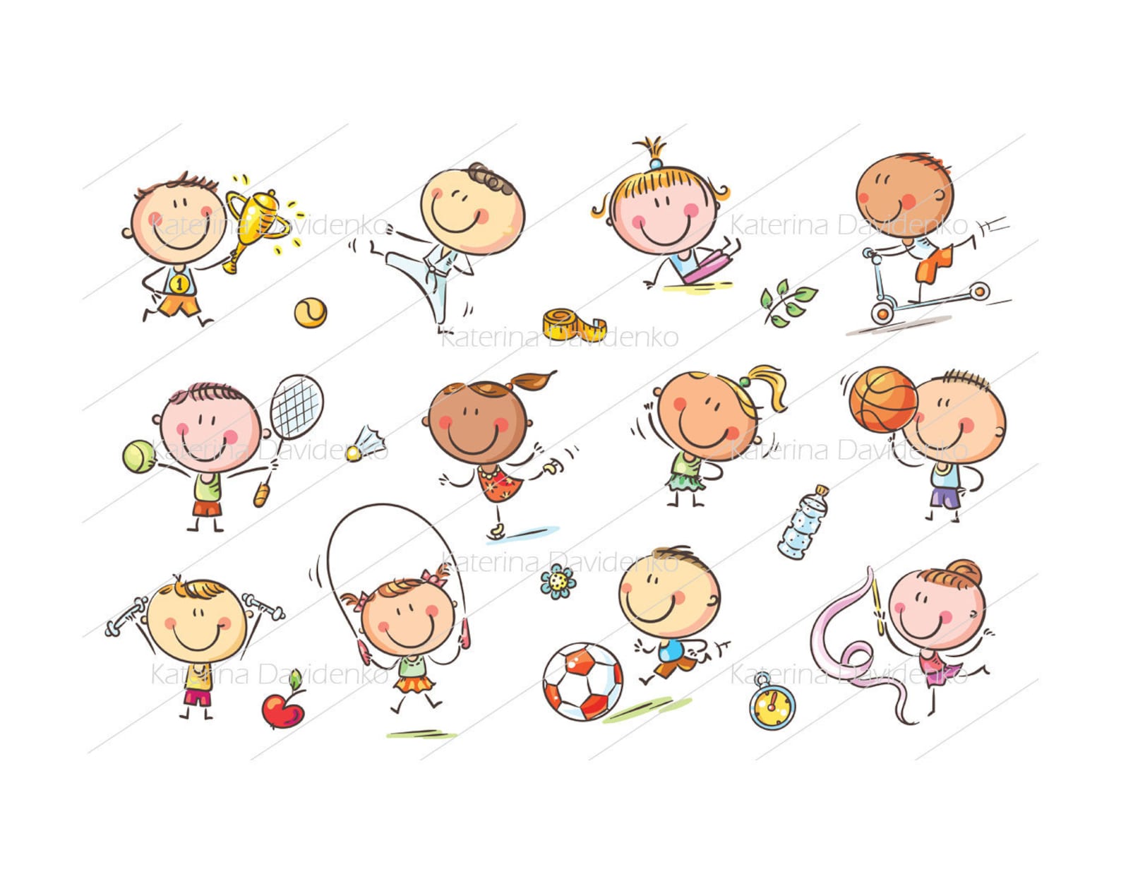 Kinder und Sport Sport Clipart Kinder Aktivitäten | Etsy