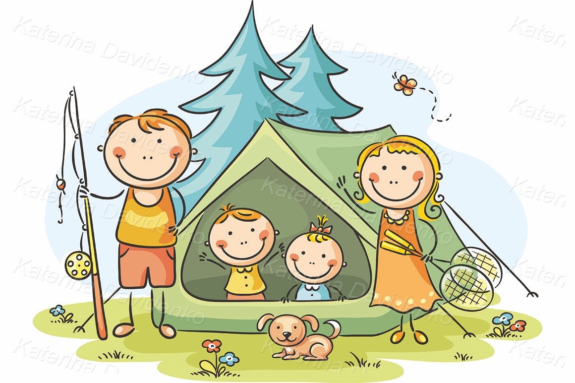 Family Camping Cartoon Family Camping Vector Art & Graphics