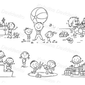 Kids Emotions Clipart Bundle, Cartoon Children Illustrations (digital ...