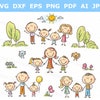 Cartoon Doodle Family Members Isolated Clipart Set Pdf Svg Png Dxf Eps ...