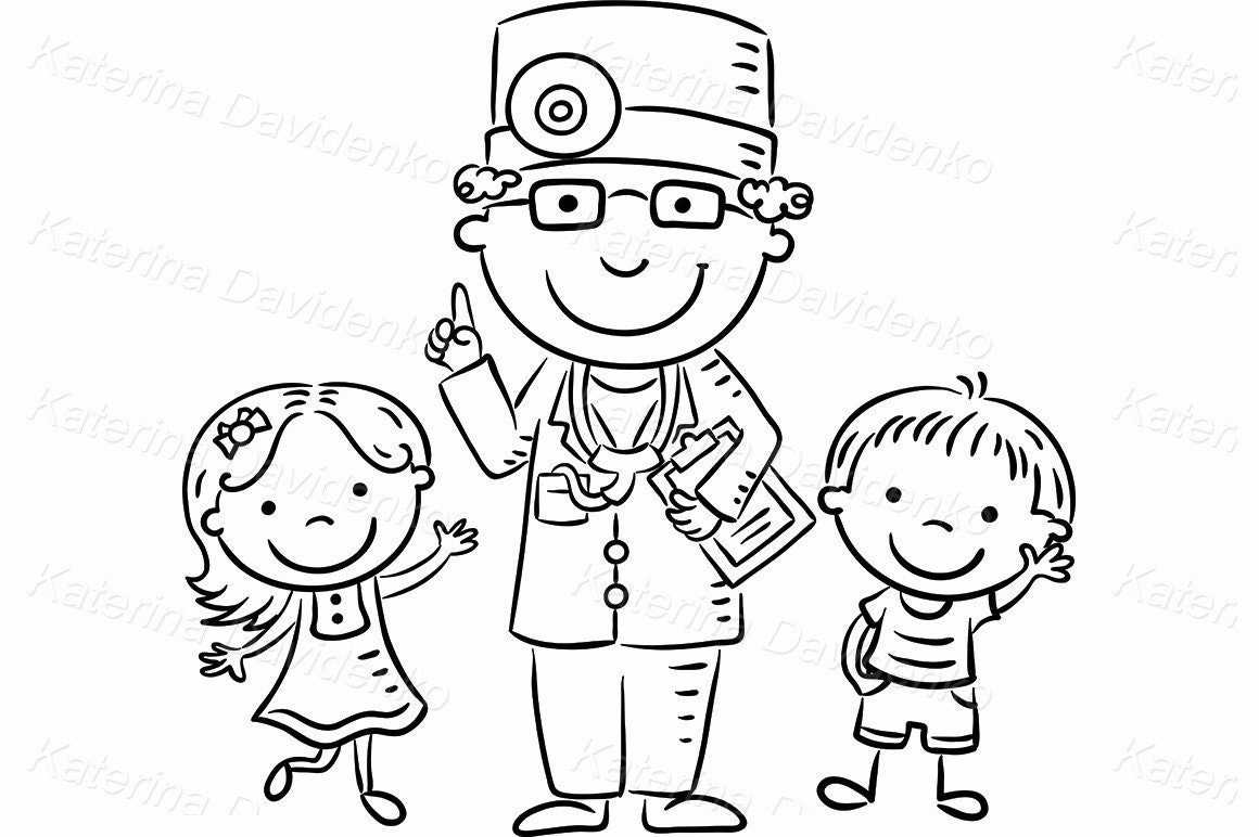 Cartoon Pediatrician Clipart. Children's Doctor. Cute Doctor With Funny ...