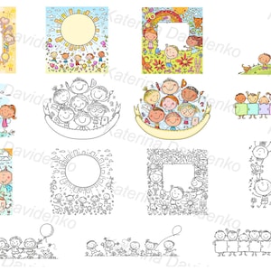 Cartoon Kids Clipart Bundle. Children With Signs, Kids With Placard ...
