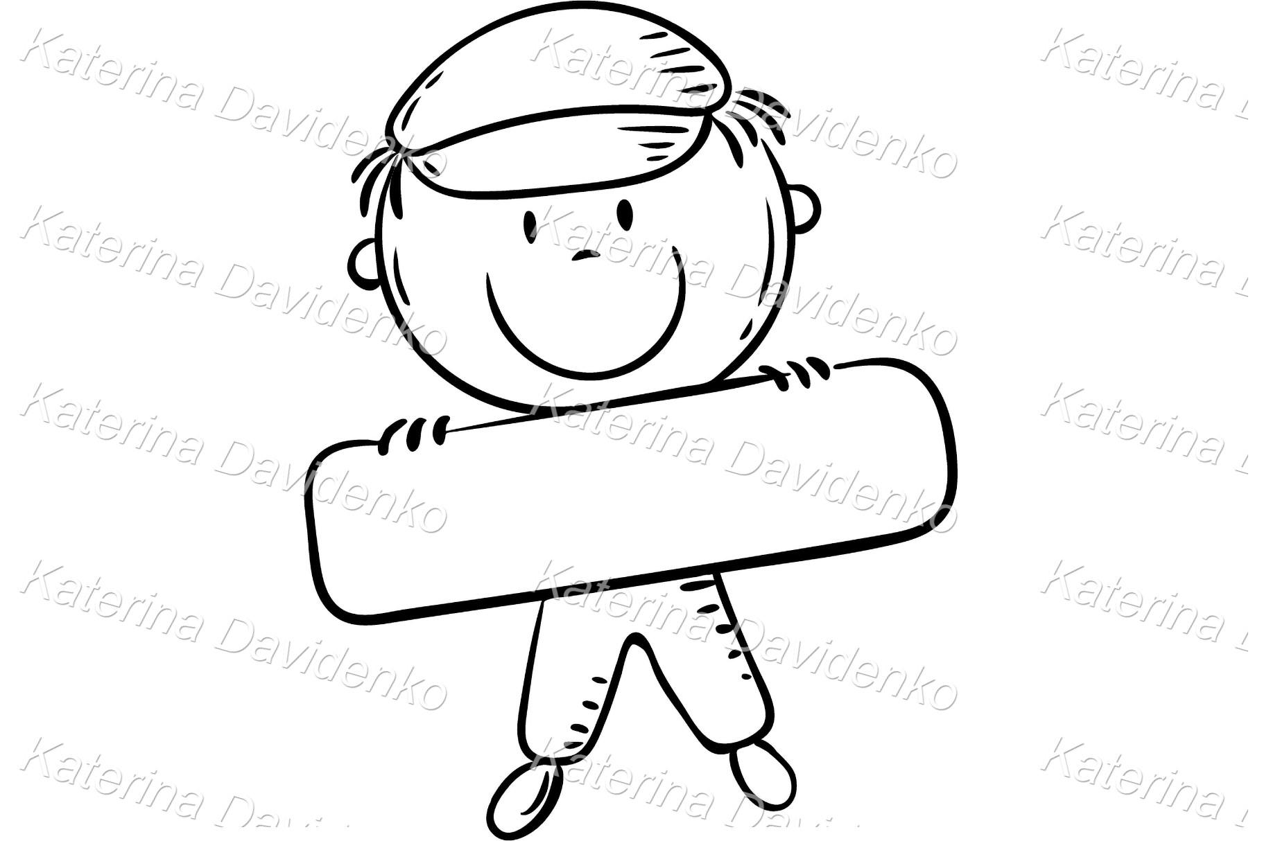 Cartoon Kids Holding Blank Signs, Isolated Doodle Kids Clipart Set ...