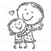 Cartoon Illustration of Mom Hugs Daughter Doodle Family Clipart Mother ...
