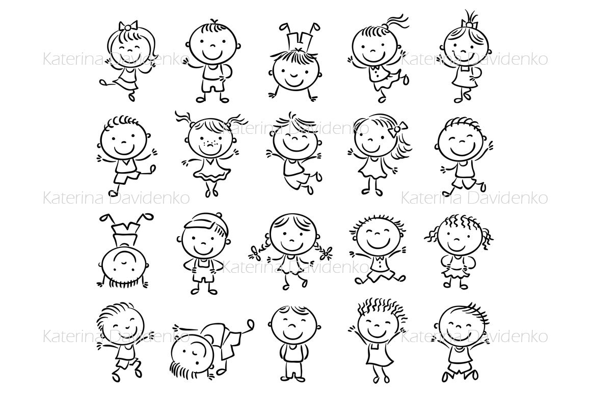 Cartoon Happy Kids Illustration Clipart Image Files - Etsy