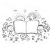 Doodle Kids With Book Frame Clipart Happy Cartoon Kids With Open Book ...