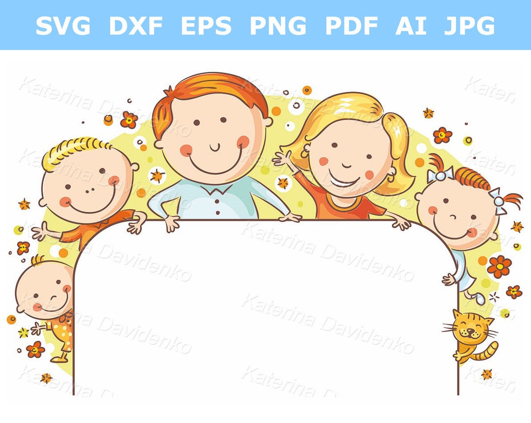 Cartoon Family Banner. Happy Family Clipart, Frame With Blank Copy ...