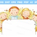 Cartoon Family Banner Clipart. Happy Family With Three Children and a ...