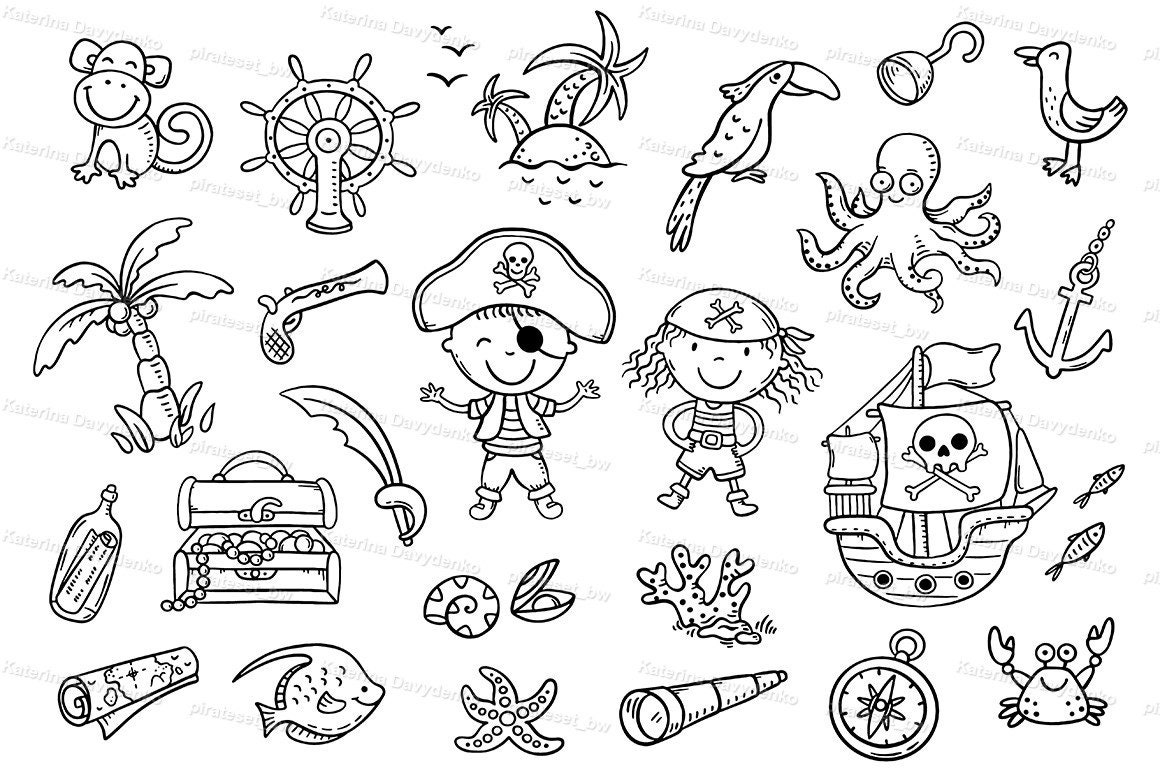 Kid Pirate Clip Art Black And White