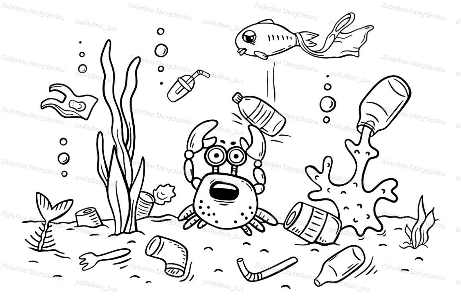 Sea Animals Suffer From Ocean Pollution With Plastics Ecology - Etsy