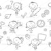 Happy Cartoon Kids Clipart Set. Children With Symbols. Vector ...