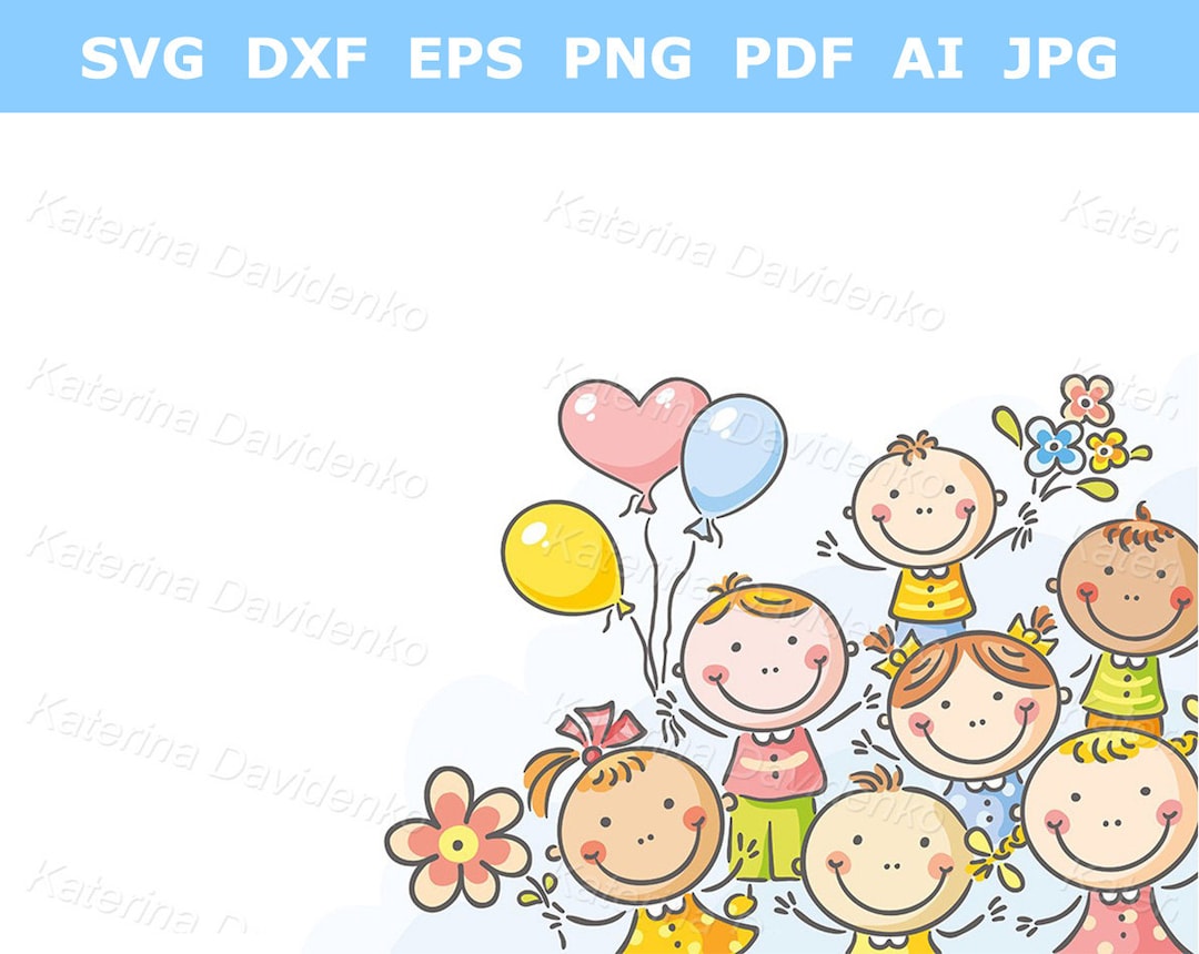 Happy Cartoon Kids Corner. Children Clipart, Copyspace Frame, Kids ...