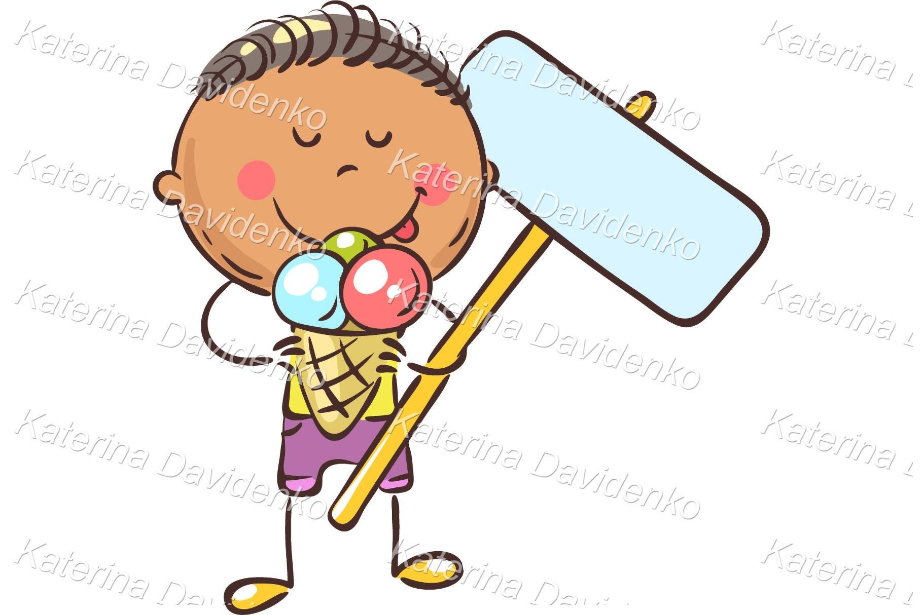 Seasons Kids Clipart Set. Cute Cartoon Children With Weather Signs ...