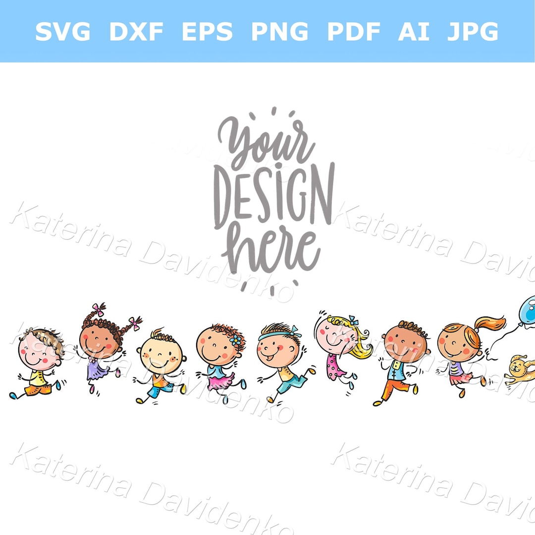Cartoon Happy Kids Running Together Clipart, Cute Little Children ...