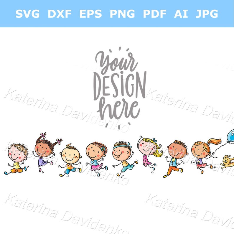 Cartoon Happy Kids Running Together Clipart, Cute Little Children ...