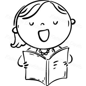 Hand Drawn Children Choir Clipart. Outline Kids Choir. Cartoon Children ...
