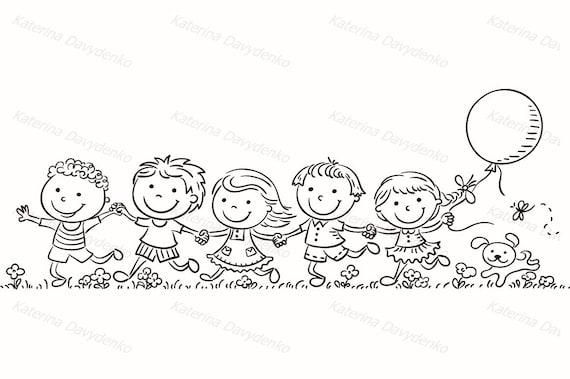 Child Running Clipart Black And White