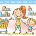 Family Shopping Clipart. Cartoon Doodle Mom and Son at Supermarket With ...