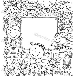 Cartoon Happy Doodle Kids Frame Clipart. Summer Season Banner. Children ...