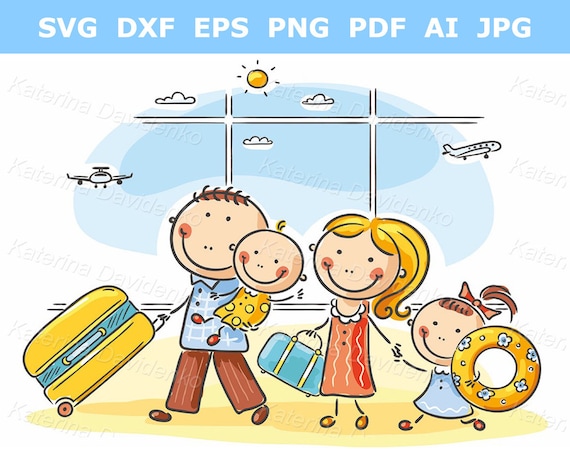 Family Travelling Clipart Parents With Children in the - Etsy