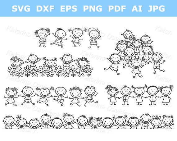 Stick Kids Svg Clipart Stick Figure Cut Files Stick Kids | Etsy