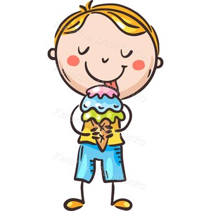 Doodle Family Clipart. Happy Cartoon Family Eating Ice Cream Clipart ...