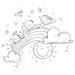 Happy Cartoon Kids on Rainbow. Doodle Children Clipart. Hand-drawn ...