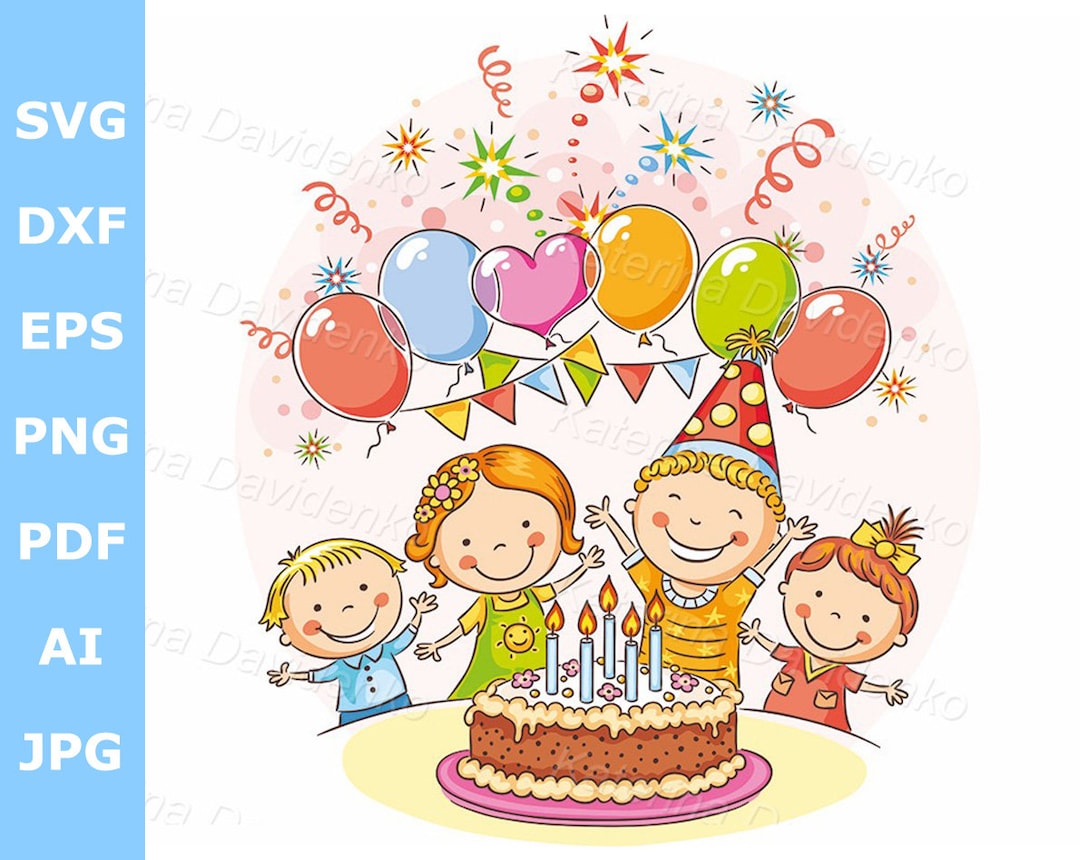 Happy Birthday Kids Clipart. Happy Children at the Birthday Party. Kids ...