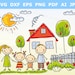 Doodle Family Clipart. Parents With Kids Standing in a Row. Family ...