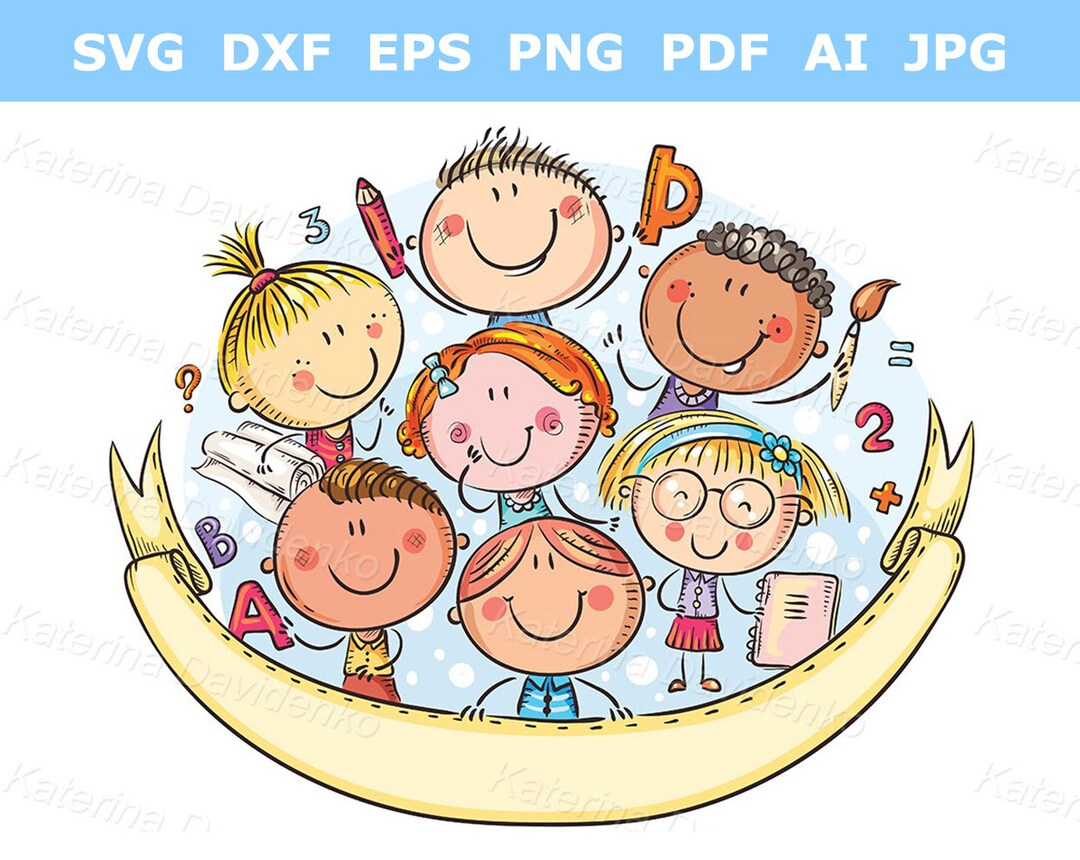 School Banner Clipart. Doodle School Kids Holding Banner With Blank ...