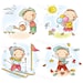 Season Weather Clipart Set. Cartoon Doodle Boy Activities During the ...