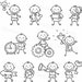 Cartoon Doodle Boys With Different Objects. Cute Little Kids Clipart ...
