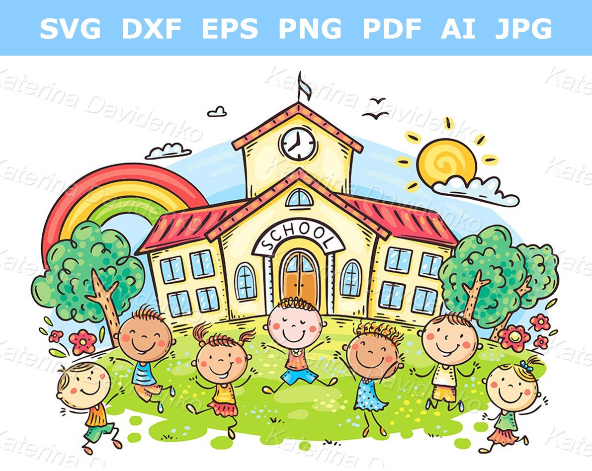 Children Playing At School Clipart
