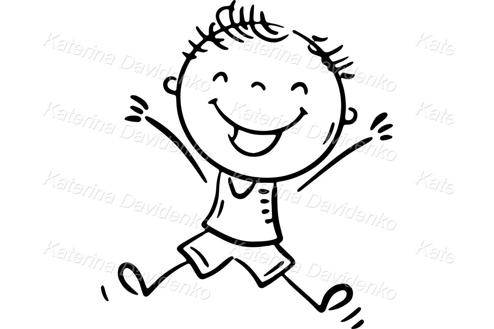 Black and White Dancing Kids Clipart. Cute Music Cartoon Set. Outline ...