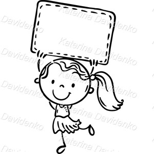 Cute Preschool Children Holding Blank Signs. Cartoon Clipart Set ...
