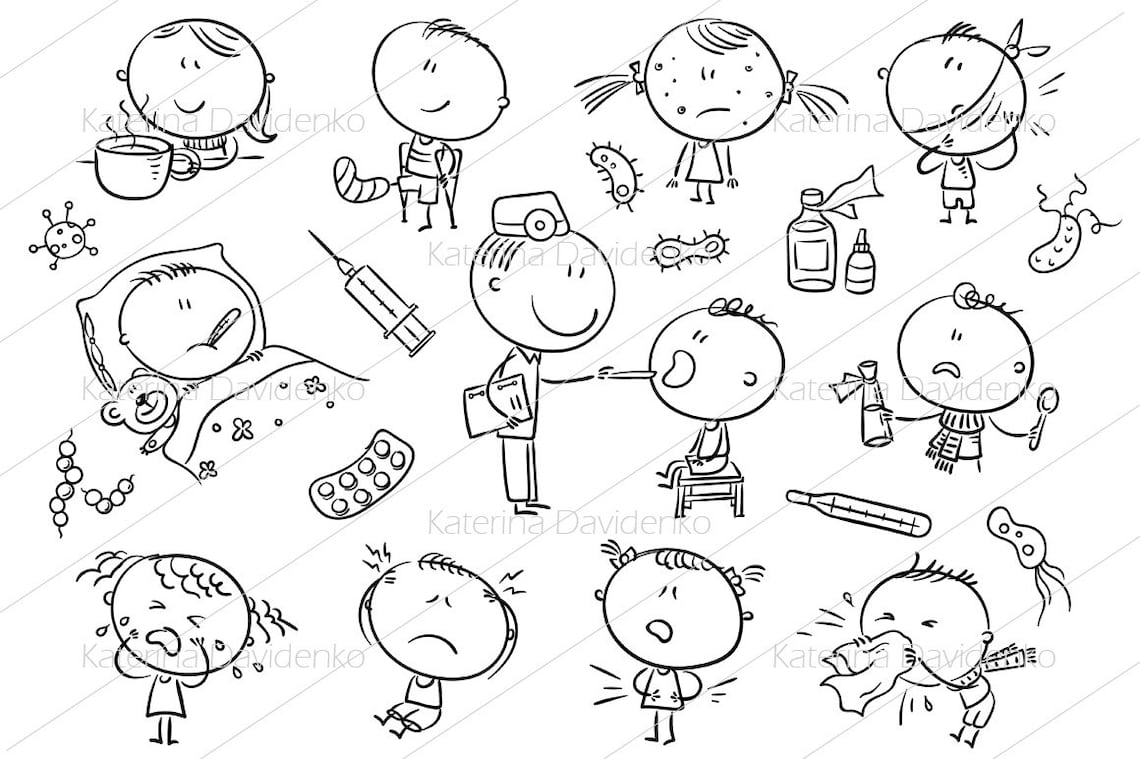 Healthcare clipart set. Children and doctor clip art. Cartoon | Etsy