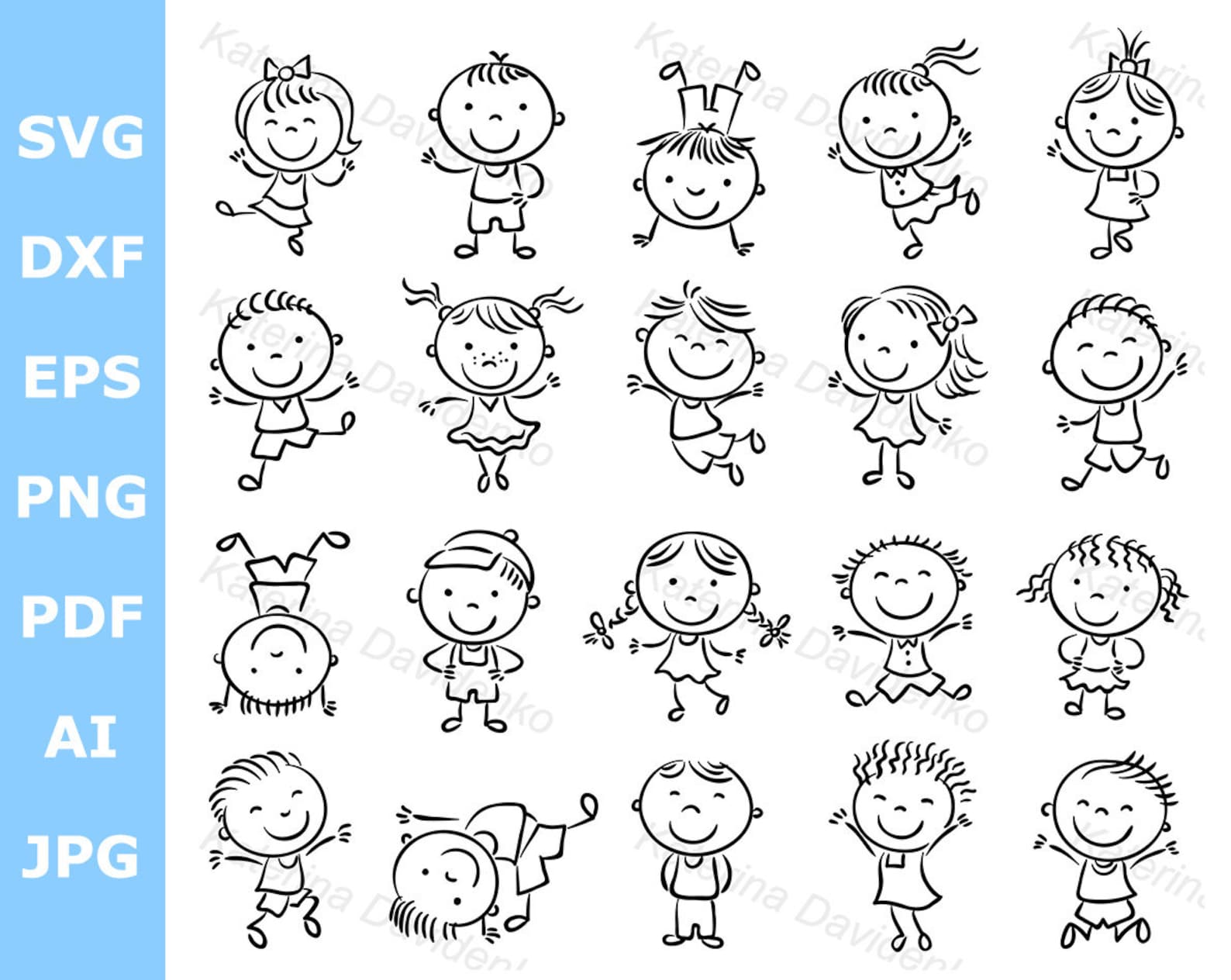 Stick Kids Svg Set Stick Kids Cut Files Stick Kids Clipart | Etsy Canada