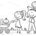 Family Clipart. Happy Cartoon Family With Two Children Walking Outdoors ...