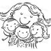 Doodle Cartoon Happy Family Clipart. Mother Embracing Children. Mom ...