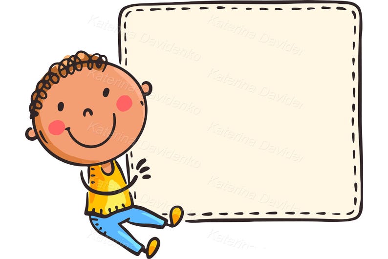 Cartoon School Kids Holding Blank Q & A Placards, Doodle Kids With ...