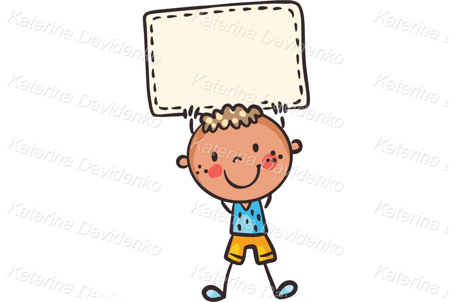 Cartoon Kids Clipart Happy Childrens Holding Blank Signs Banners or ...