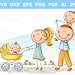 Family Clipart. Happy Cartoon Family With Two Children Walking Outdoors ...