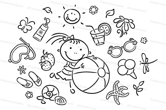 Summer Holiday Clipart Black And White